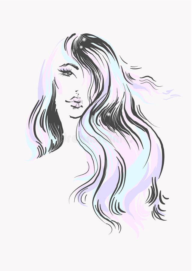 Beautiful Girl Portrait Bob Hairstyle Vector Stock Vector