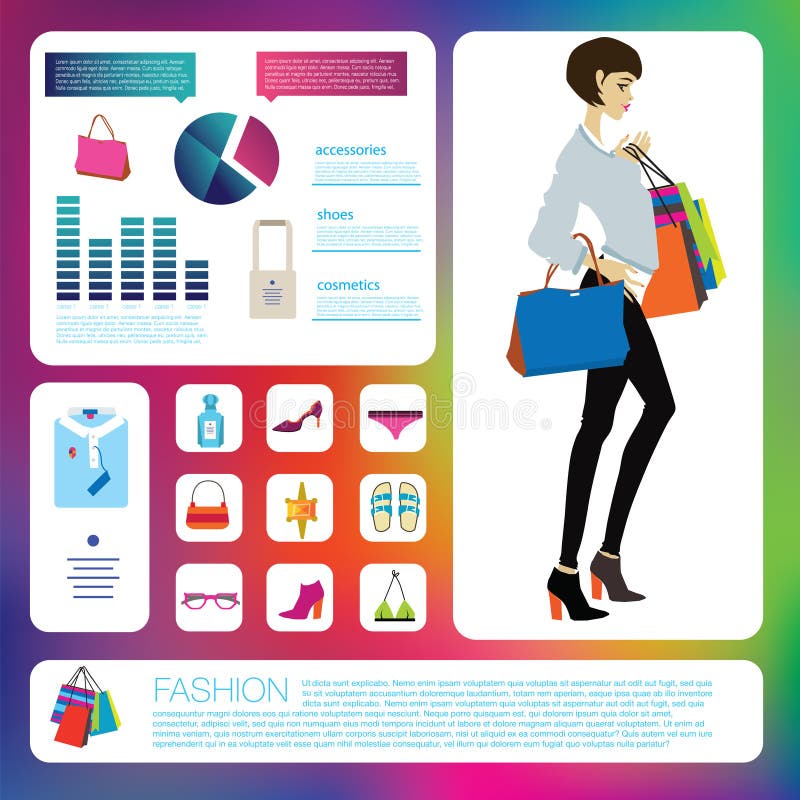 Fashion infographic set. stock vector. Illustration of sandal - 48453197