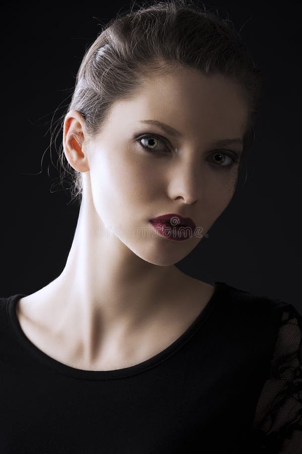 Fashion Low Key Portrait,of Actress Stock Image - Image of hair ...