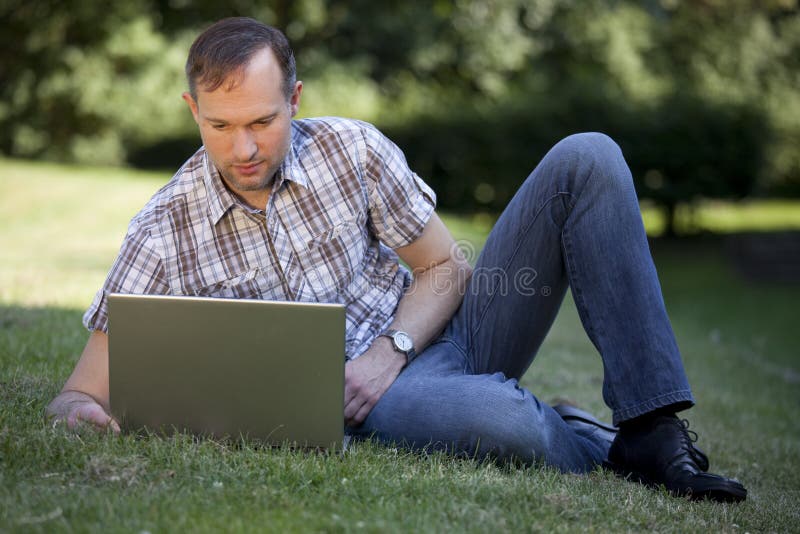 Fashion man with laptop stock image. Image of fifties - 10524197