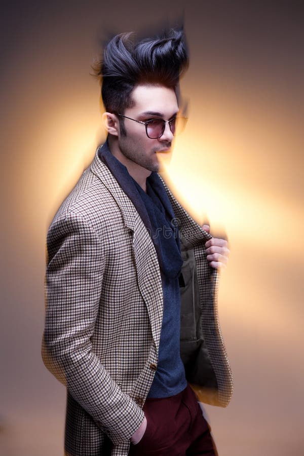 Fashion Man Model Dressed Casual Posing Dramatic Stock Image - Image of ...