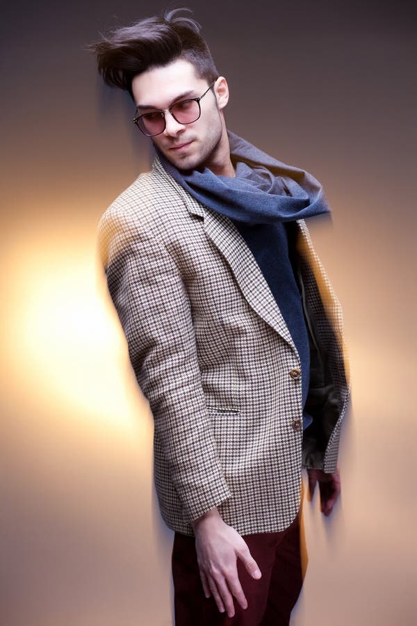 Fashion Man Model Dressed Casual Posing Dramatic Stock Image - Image of ...