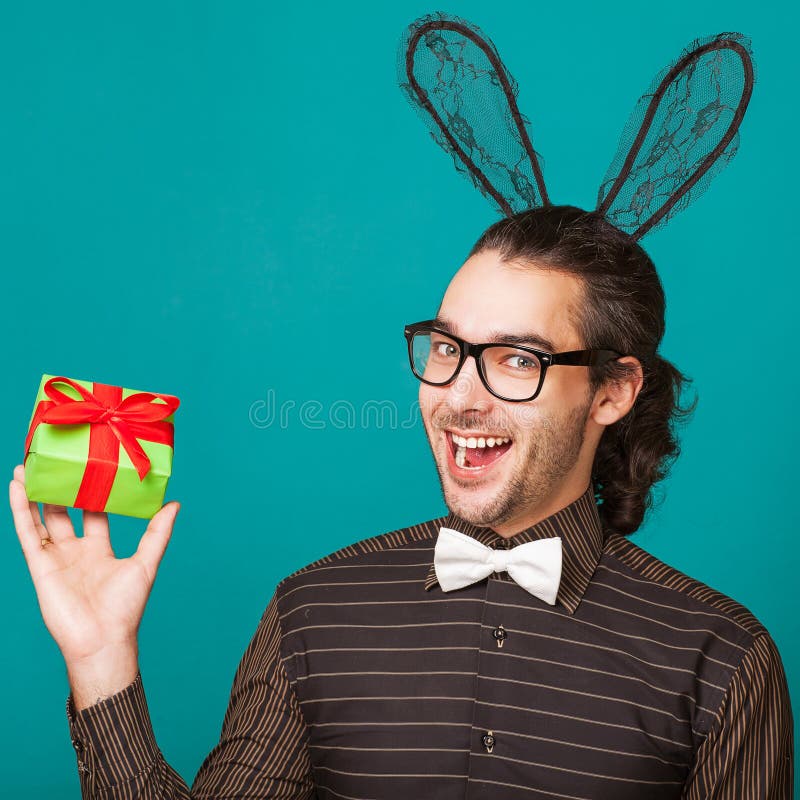 Fashion Man Wearing Rabbit Ears Stock Image - Image of glasses ... Fashion Man Wearing Rabbit Ears Stock Image - Image of glasses ...