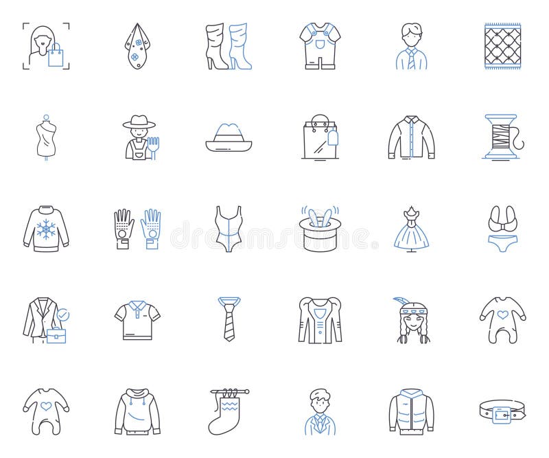 Fashion Marketplace Line Icons Collection Style Trends Apparel Designer Vintage