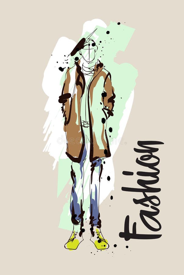 Fashion Men Sketch. Fashion Illustration. Drawing Models Stock Vector ...