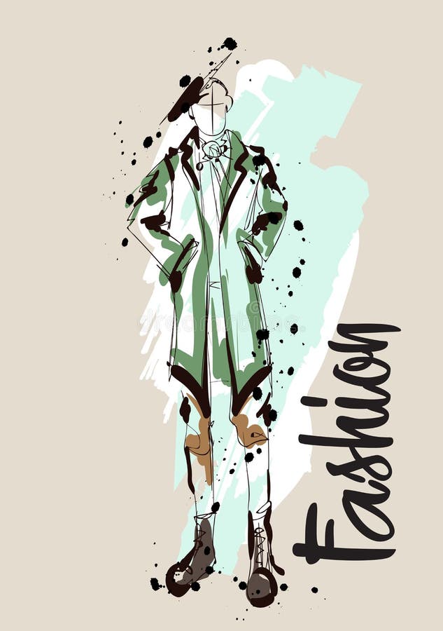 Fashion Men Sketch. Fashion Illustration. Drawing Models Stock Vector ...