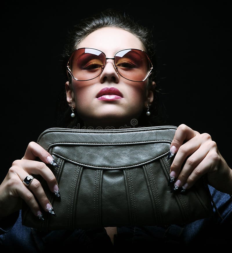 Fashion model with a bag stock photo. Image of camera - 62016490