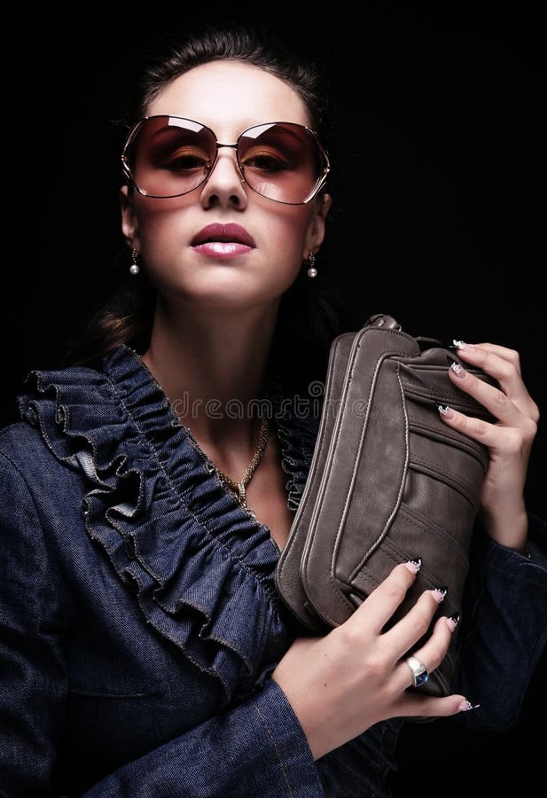 Fashion model with a bag stock photo. Image of camera - 62016564