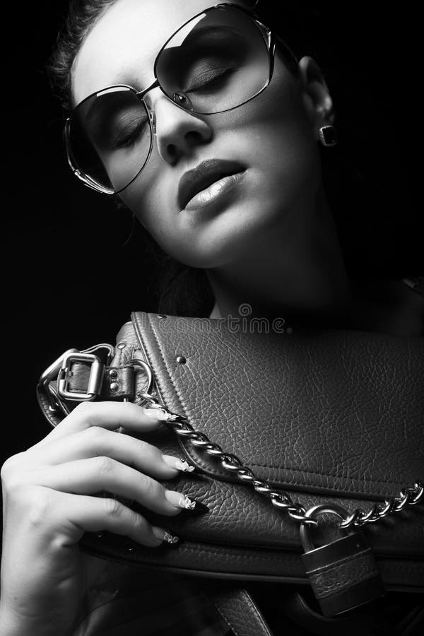 Fashion model with a bag stock image. Image of modeling - 74009891
