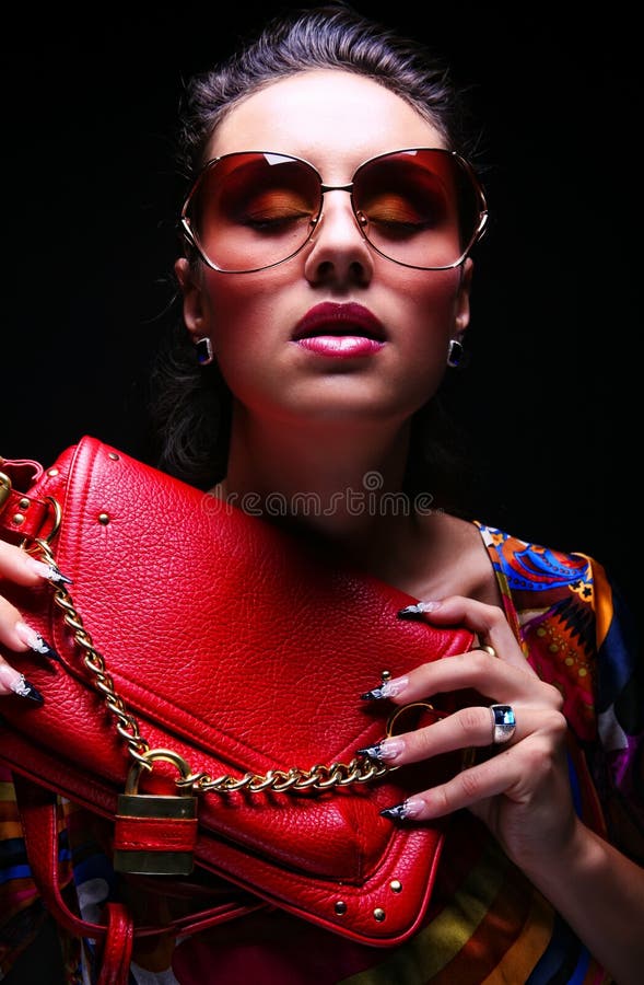 Fashion model with a bag stock image. Image of model - 74037437