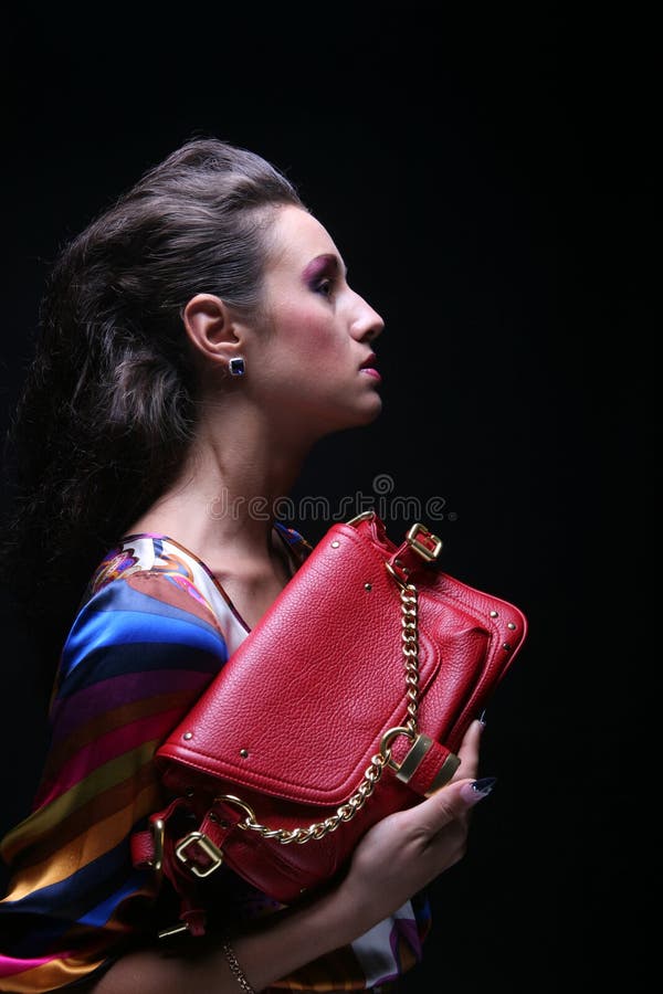 Fashion model with a bag stock photo. Image of model - 87520498