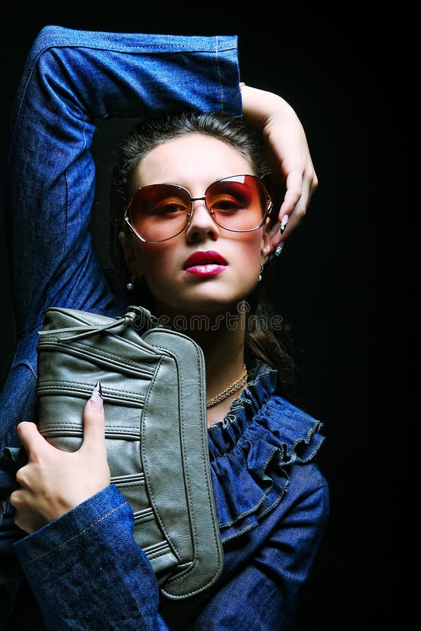 Fashion model with a bag stock image. Image of modeling - 93610357