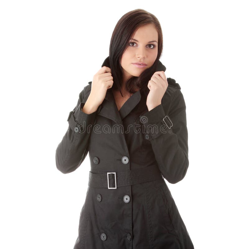 Fashion Model in Black Coat Stock Image - Image of person, caucasian ...