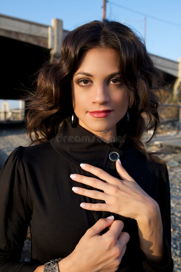 Fashion Model in a Black Dress Stock Photo - Image of model, lips: 10876918