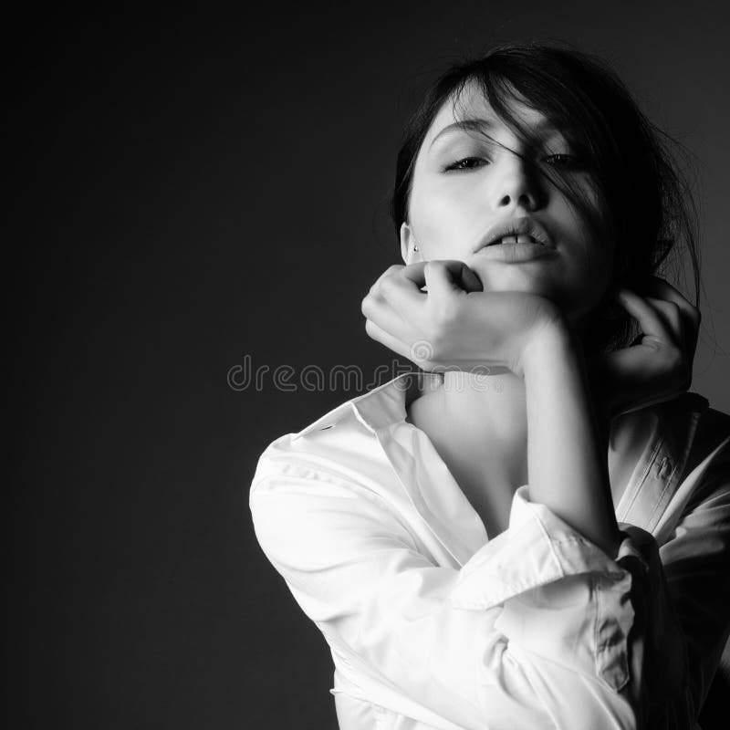 Fashion Model Black and White Portrait Stock Photo - Image of design ...