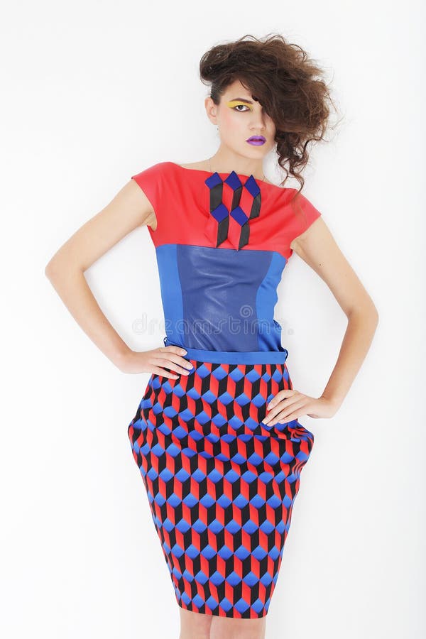 Fashion Model in Bright Dress Stock Photo - Image of girl, person: 50715380