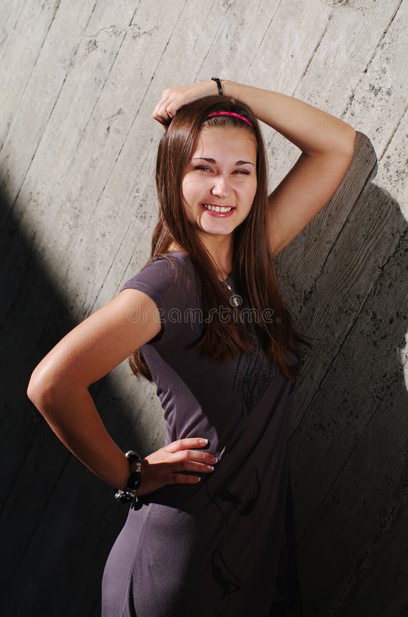 Fashion Model by the Concrete Wall Stock Photo - Image of outdoors ...