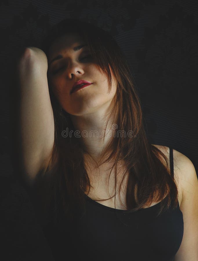 Fashion Model on a Dark Background Stock Photo - Image of cute, dark ...