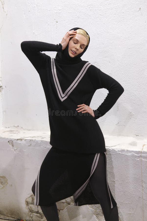 Fashion Model in Designers Knitted Clothes Stock Photo - Image of ...