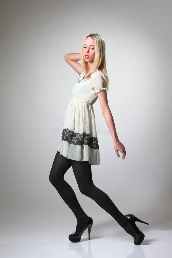 Fashion Model in Dress Posing in Studio Stock Image - Image of ...