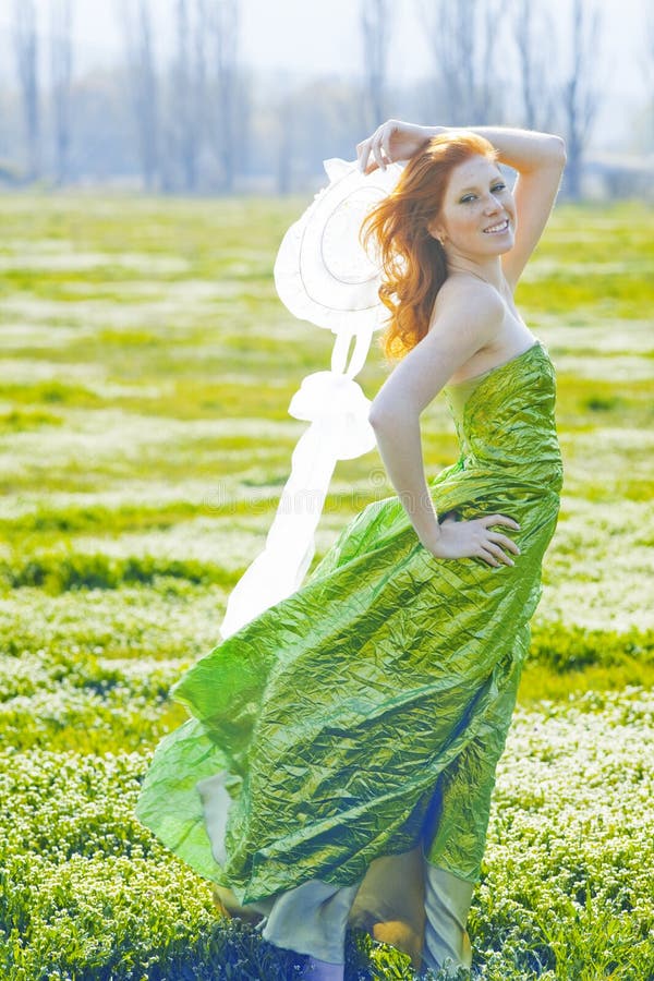 Fashion model in field stock photo. Image of flowers, field - 9387074