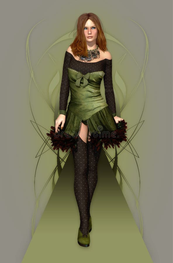 Fashion Model green stock illustration. Illustration of girl - 26184835
