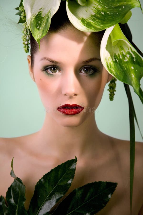 Fashion Model in Green Design Stock Image - Image of long, isolated ...