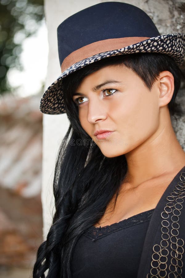 Fashion model in hat stock image. Image of caucasian - 25932793