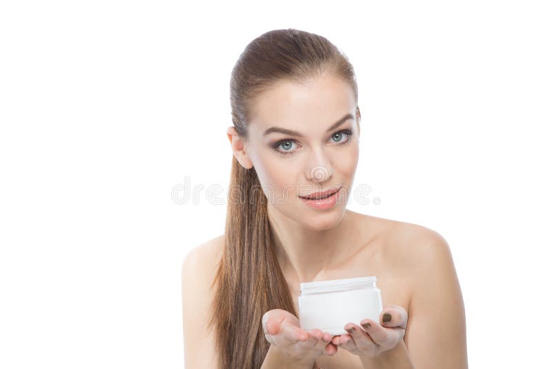 Fashion Model Holding a Moisturizer or Treatment Stock Photo - Image of ...
