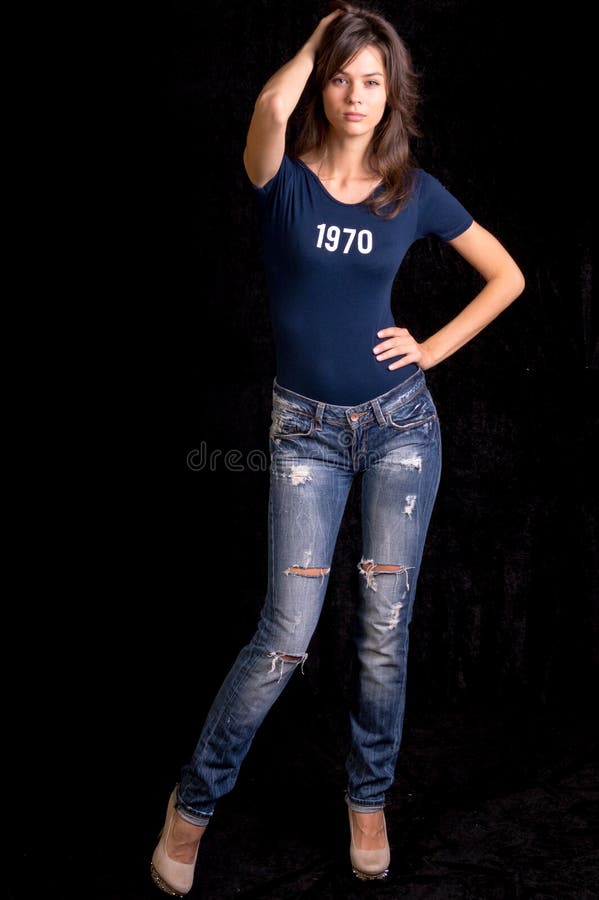 Fashion Model Isolated on Black Stock Image - Image of adult, body ...