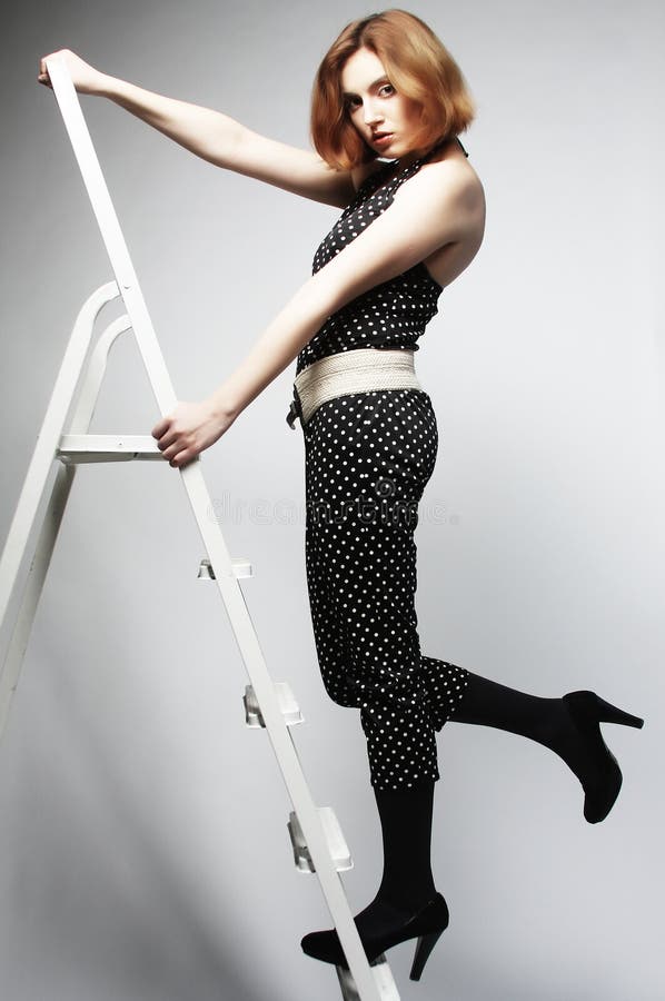 Fashion Model on the Ladder Stock Image - Image of night, girl: 58780567