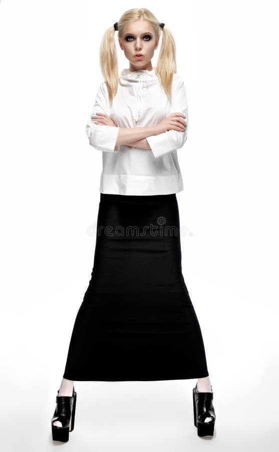 Fashion Model in Modern Outfit Stock Photo - Image of contrast, lips ...