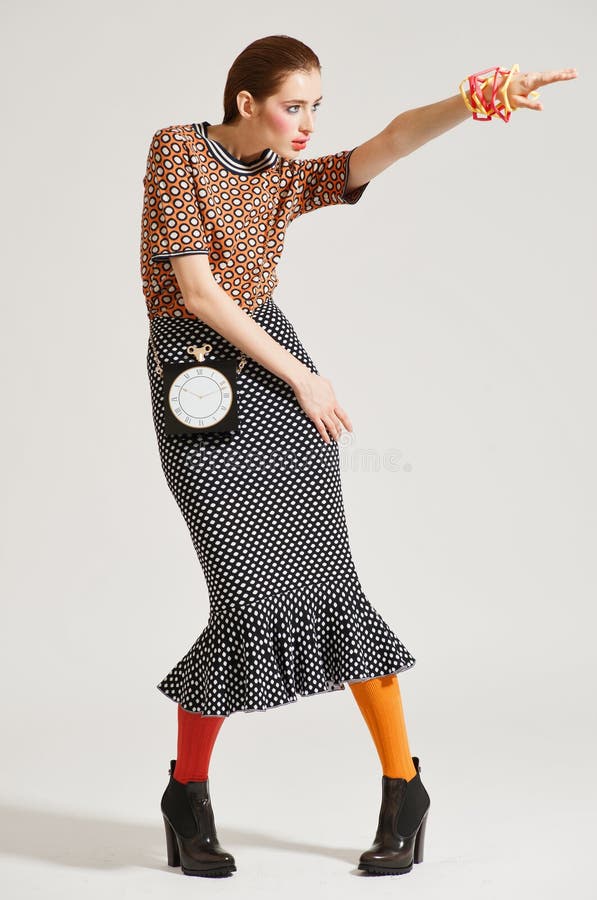 Fashion Model Pose on Light Background Stock Image - Image of human ...