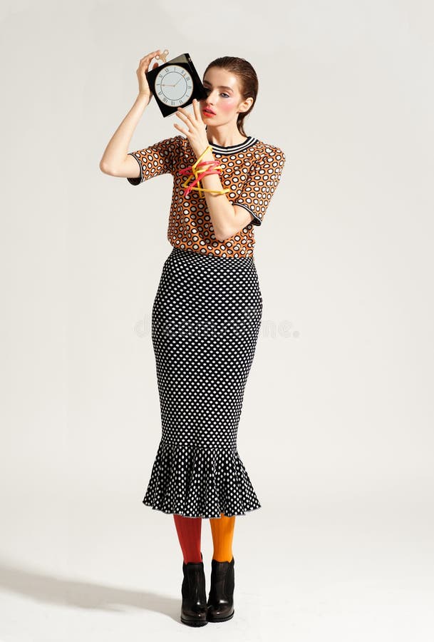 Fashion Model Pose on Light Background Stock Image - Image of beauty ...