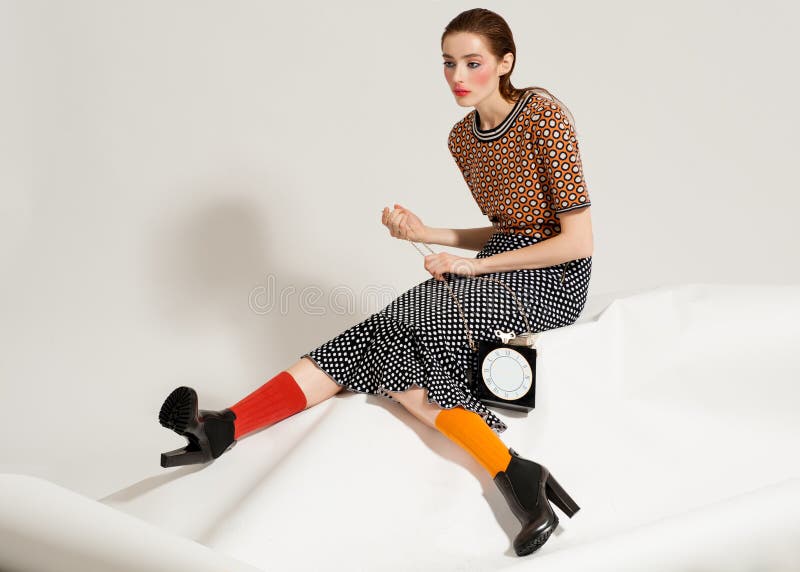 Fashion Model Pose on Light Background Stock Image - Image of caucasian ...