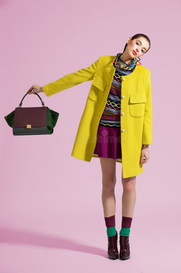 Fashion Model Pose on Light Background Stock Photo - Image of hair ...