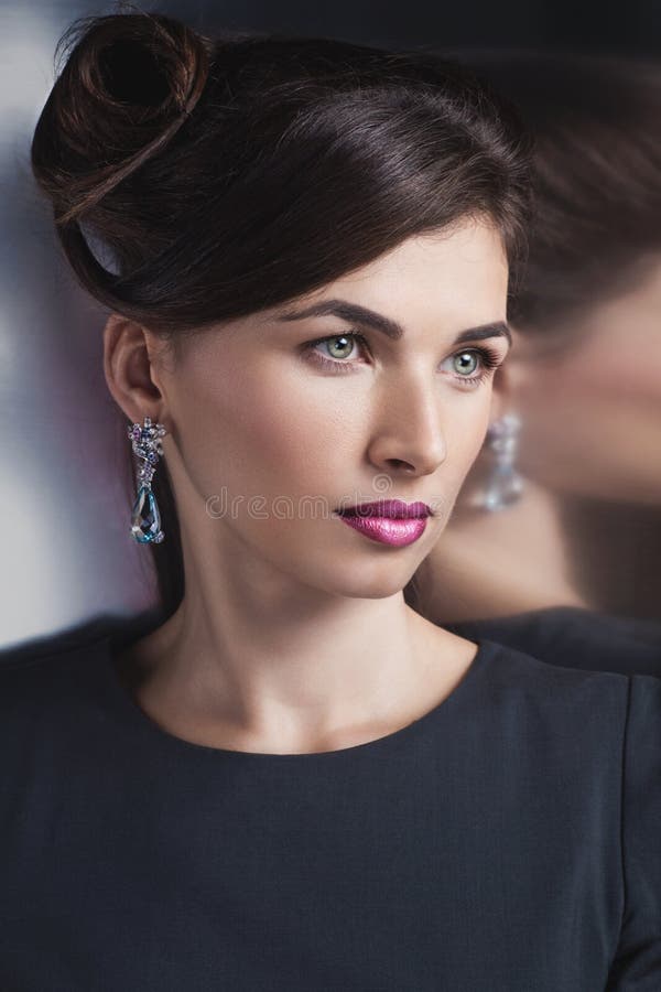 Fashion Model Posing in Exclusive Jewelry Stock Image - Image of calm ...