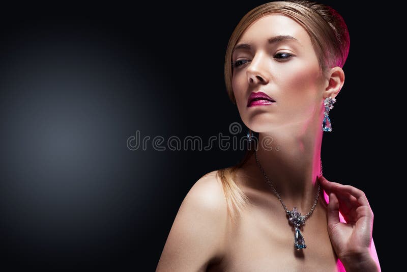 Fashion Model Posing in Exclusive Jewelry Stock Photo - Image of ...