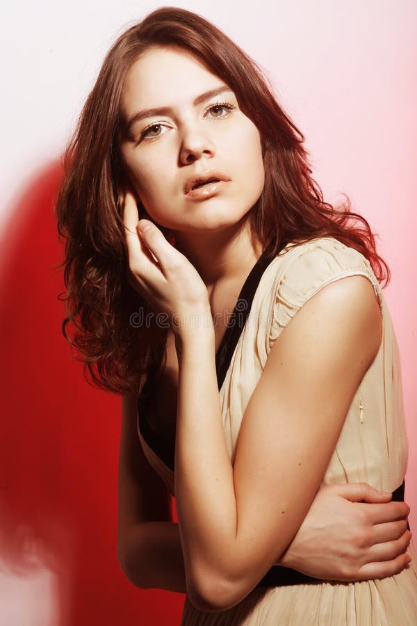 Fashion Model Posing in Studio Stock Image - Image of girl, clothing ...