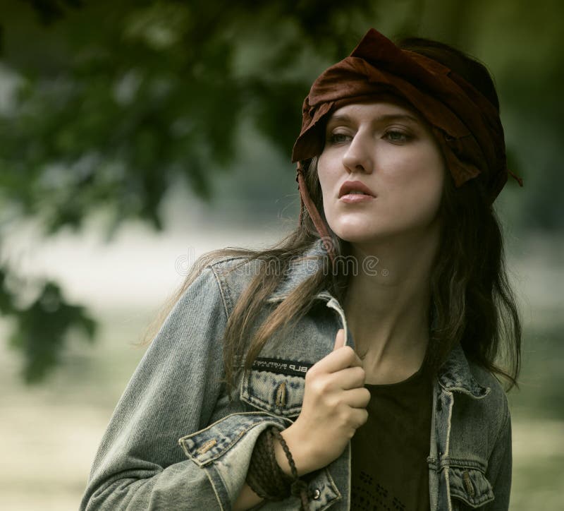 Fashion Model Posing in Summer Park Stock Photo - Image of field ...