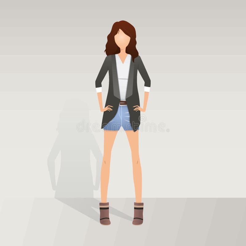 A Fashion Model Posing. Vector Illustration Decorative Design Stock ...