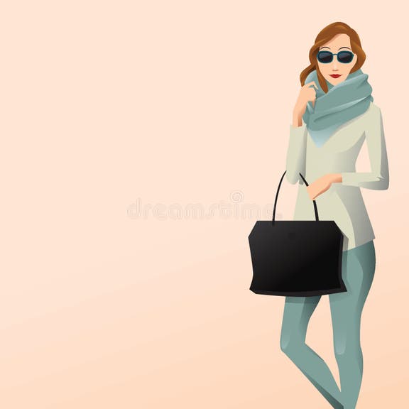 Fashion Model Posing. Vector Illustration Decorative Design Stock ...