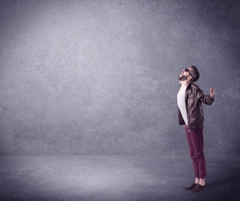 Fashion Model Shouting in Empty Space Stock Photo - Image of look ...