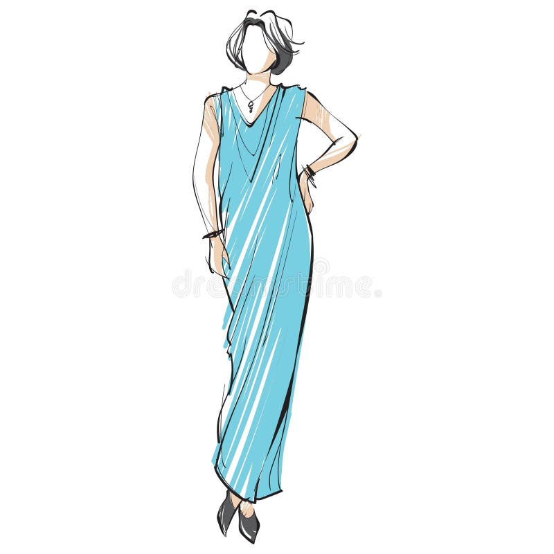 Fashion Model Sketch. Vector Illustration Decorative Design Stock ...