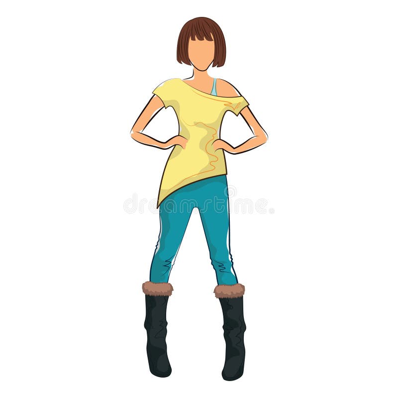 Fashion Model Sketch. Vector Illustration Decorative Design Stock ...