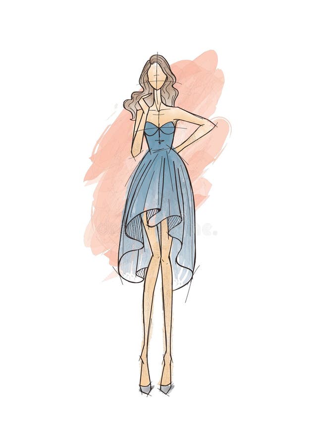 Fashion Model Sketch. Vector Illustration Decorative Design Stock ...