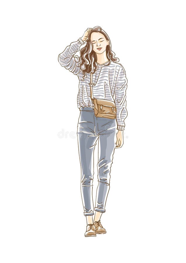 Fashion Model Sketch. Vector Illustration Decorative Design Stock ...