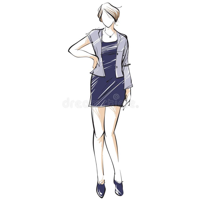 Fashion Model Sketch. Vector Illustration Decorative Design Stock ...