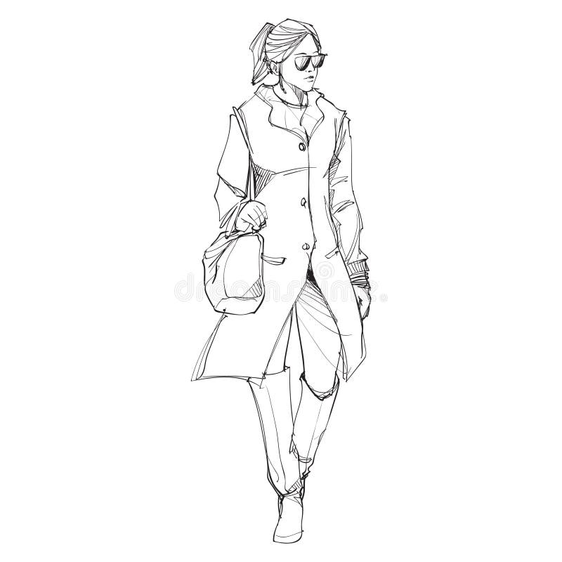 Fashion Model Sketch. Vector Illustration Decorative Design Stock ...