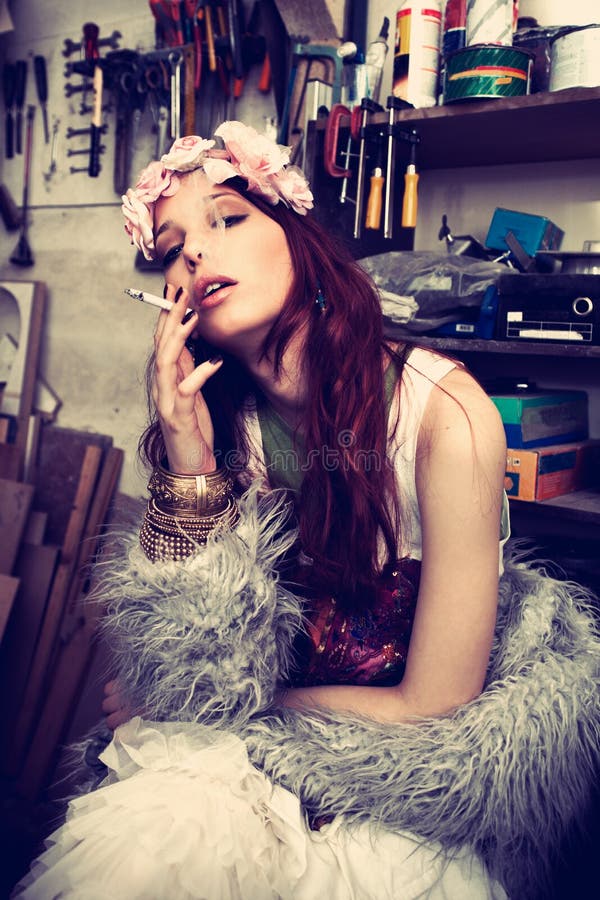 Fashion model smoking stock photo. Image of beautiful - 19142814